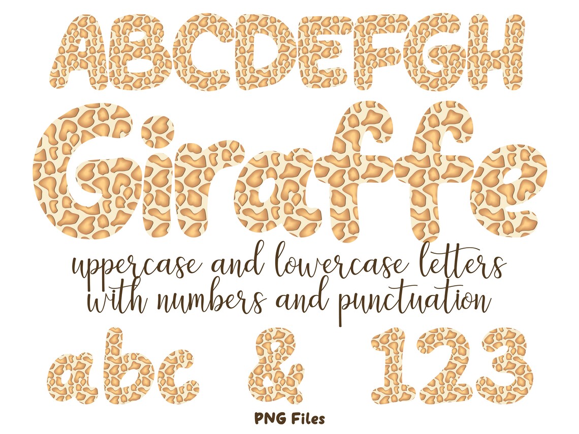 Giraffe Print Lettering, Animal Print Alphabet Letters, PNG Letters ...