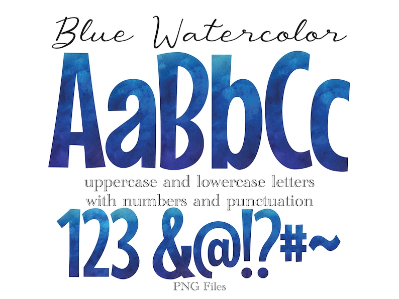 Blue Watercolor Alphabet Letters and Numbers Baby Shower - Etsy