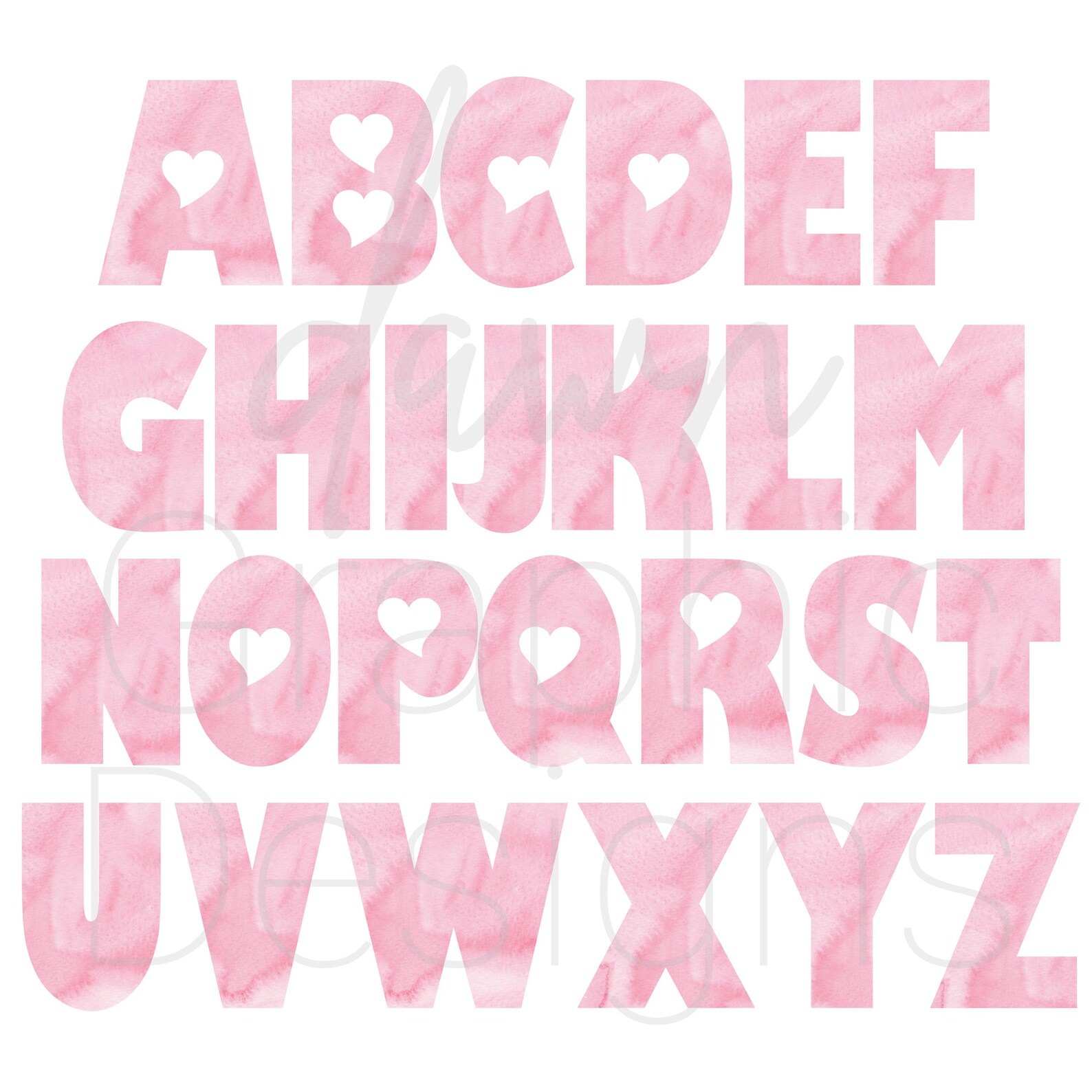 Pink Watercolor Alphabet Letters and Numbers, Bridal Shower Lettering ...