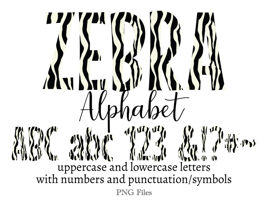 Zebra Print Letters, Animal Print Alphabet, Wild One, Sublimation ...