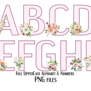 Floral Alphabet Letters and Numbers, PNG Letters, Flower Transparent ...