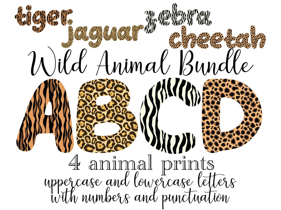 Animal Print Letters Bundle, Cheetah Print Alphabet Letters, PNG ...