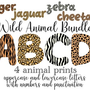 Animal Print Letters Bundle, Cheetah Print Alphabet Letters, PNG ...