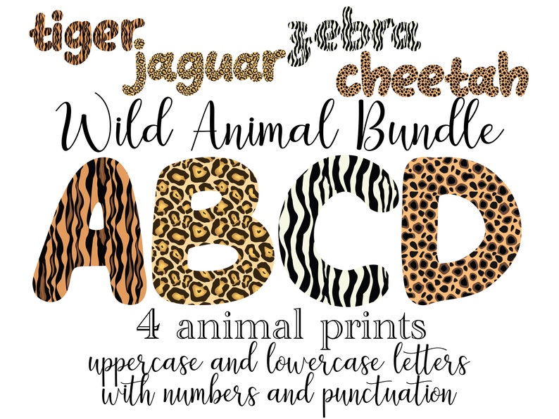 Animal Print Letters Bundle, Cheetah Print Alphabet Letters, PNG ...