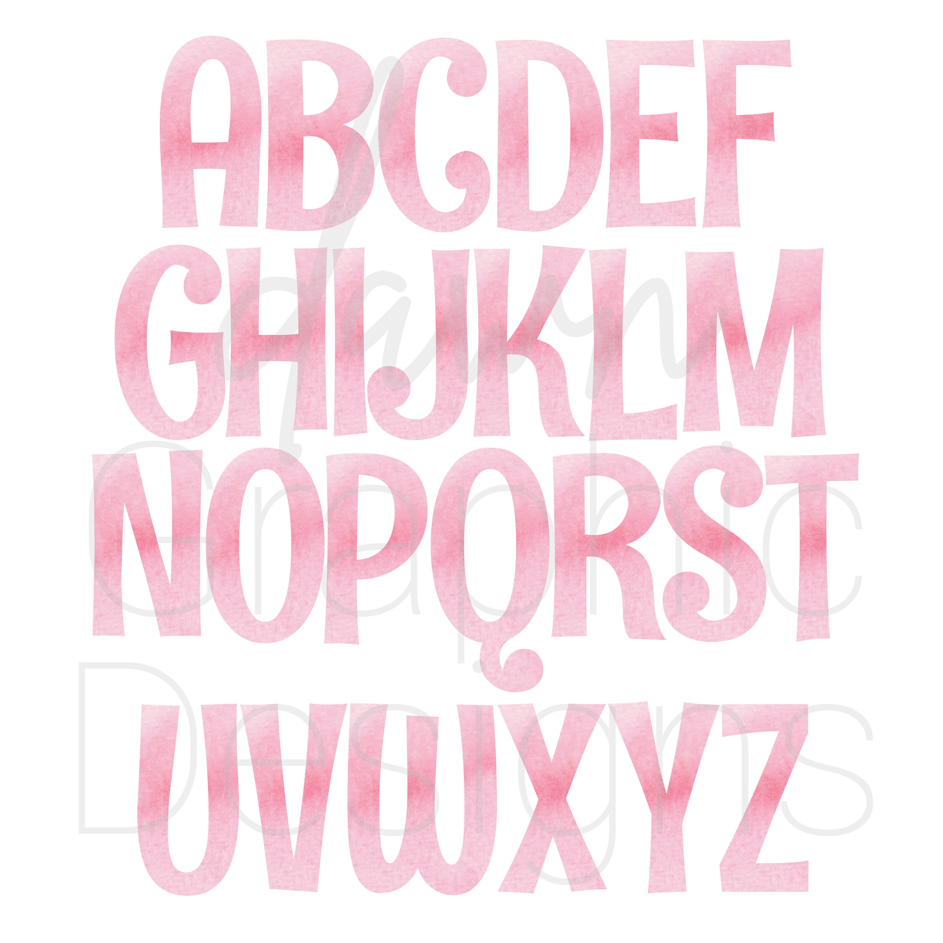 Pink Watercolor Alphabet Letters and Numbers, Baby Shower Lettering ...