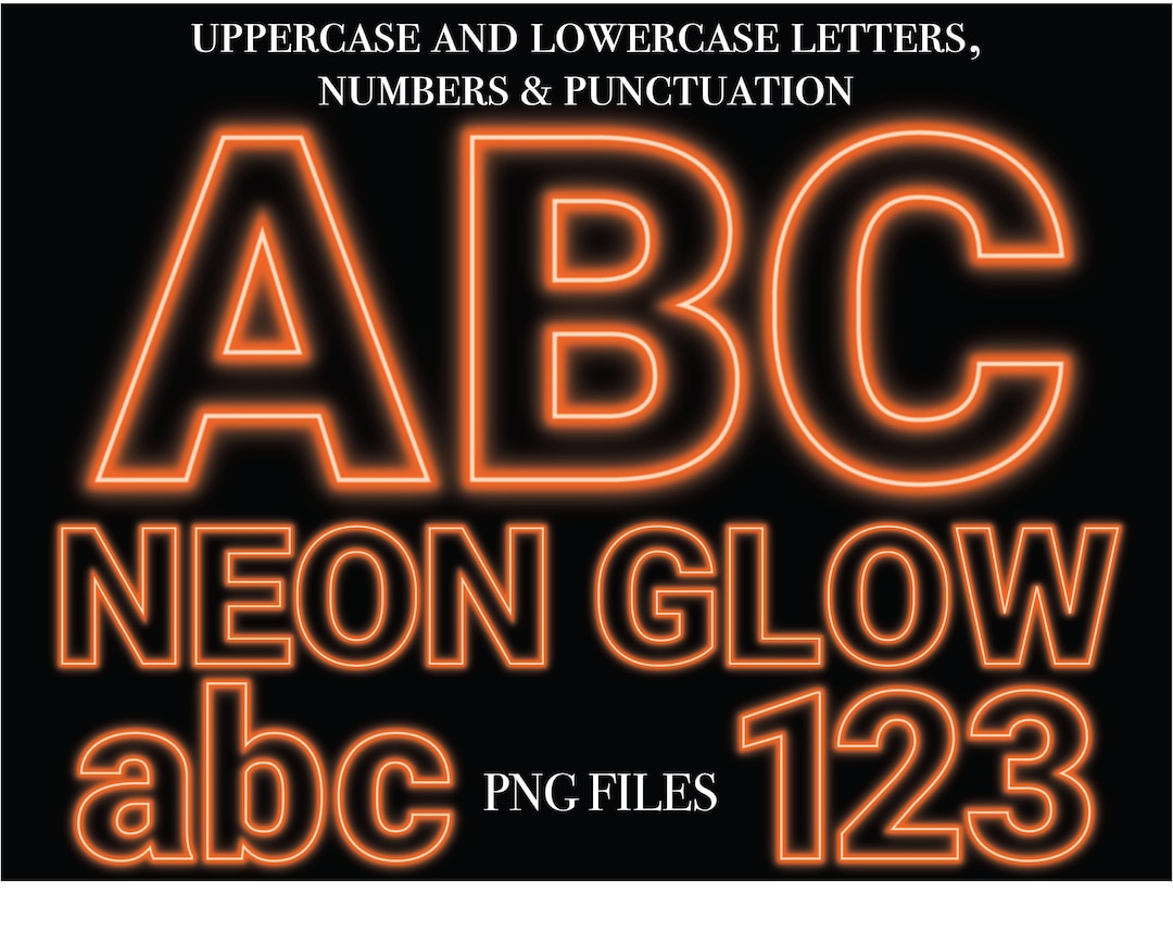 Orange Neon Lights Lettering, Orange Glowing Lights Alphabet Letters ...