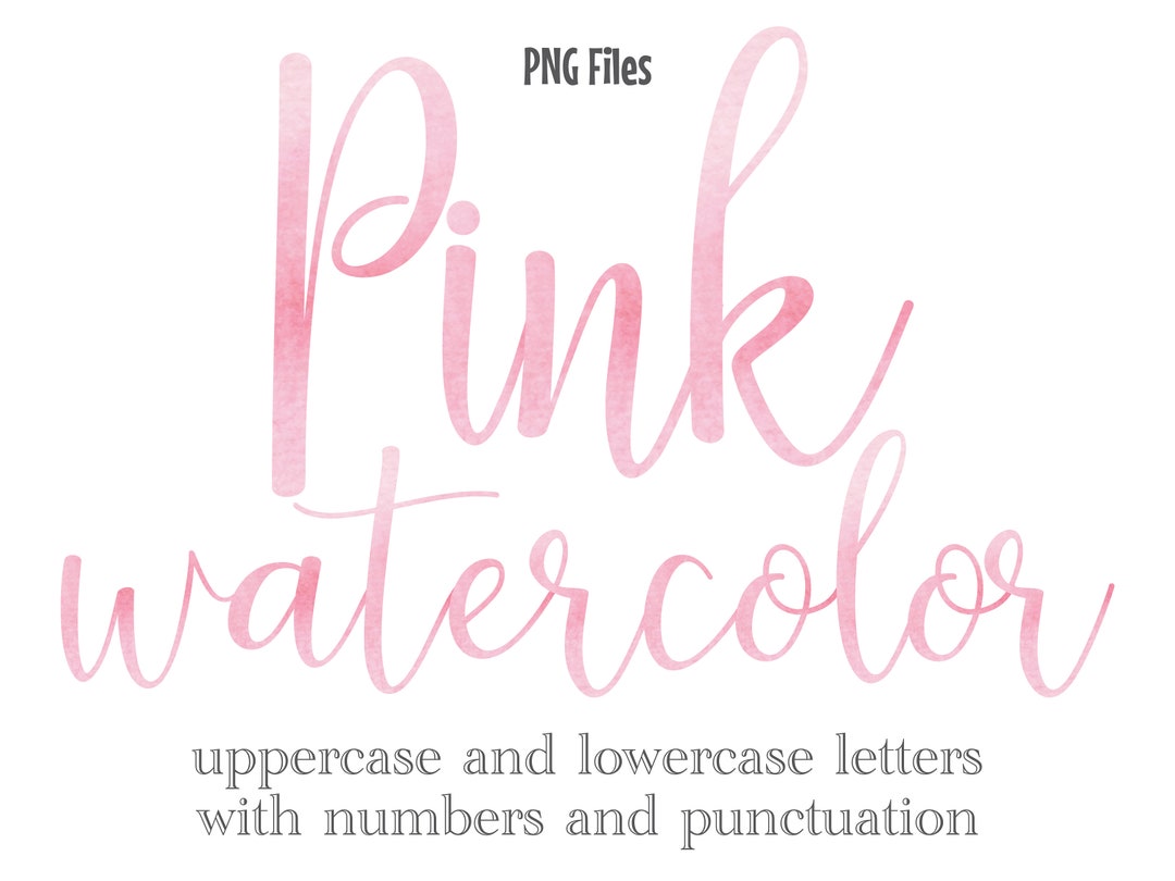 Pink Watercolor Letters and Numbers, Wedding Lettering, Script ...