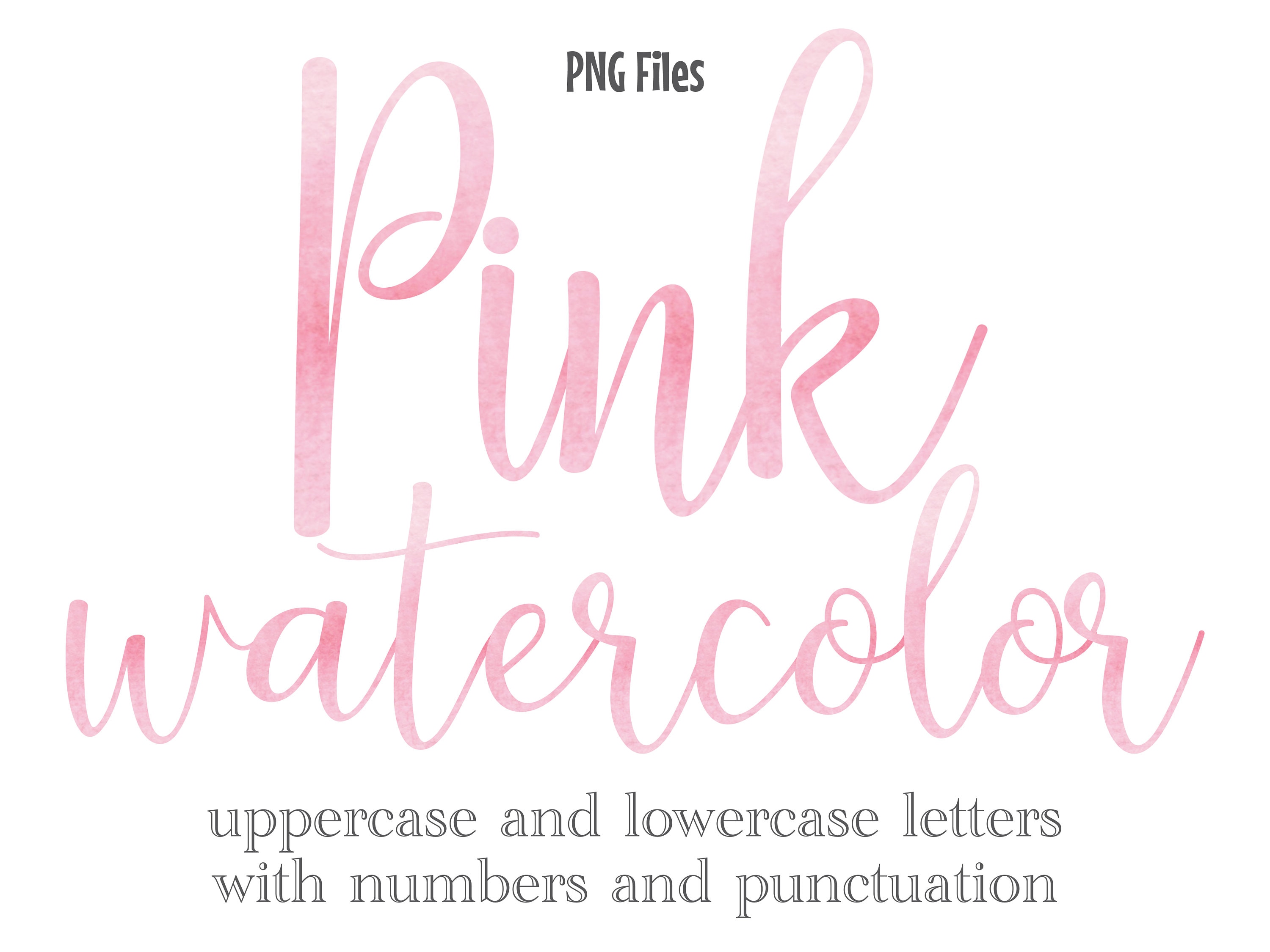 Pink Watercolor Letters and Numbers, Wedding Lettering, Script ...