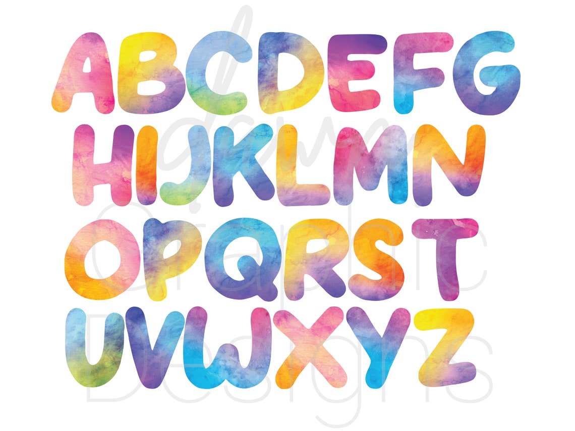 Colorful Watercolor Alphabet Letters and Numbers, Bright Colors Letters ...