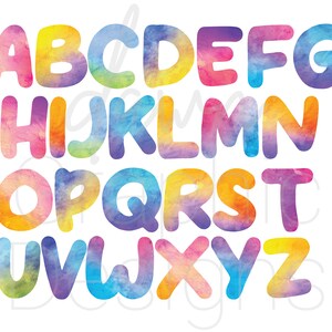 Colorful Watercolor Alphabet Letters and Numbers, Bright Colors Letters ...