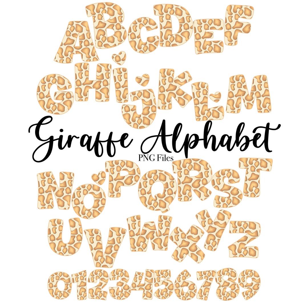 Giraffe Print Lettering, Animal Print Alphabet Letters, PNG Letters ...