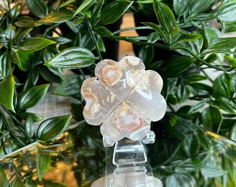 One Mini Flower Agate Clover, Flower Agate Clover Carving - Etsy
