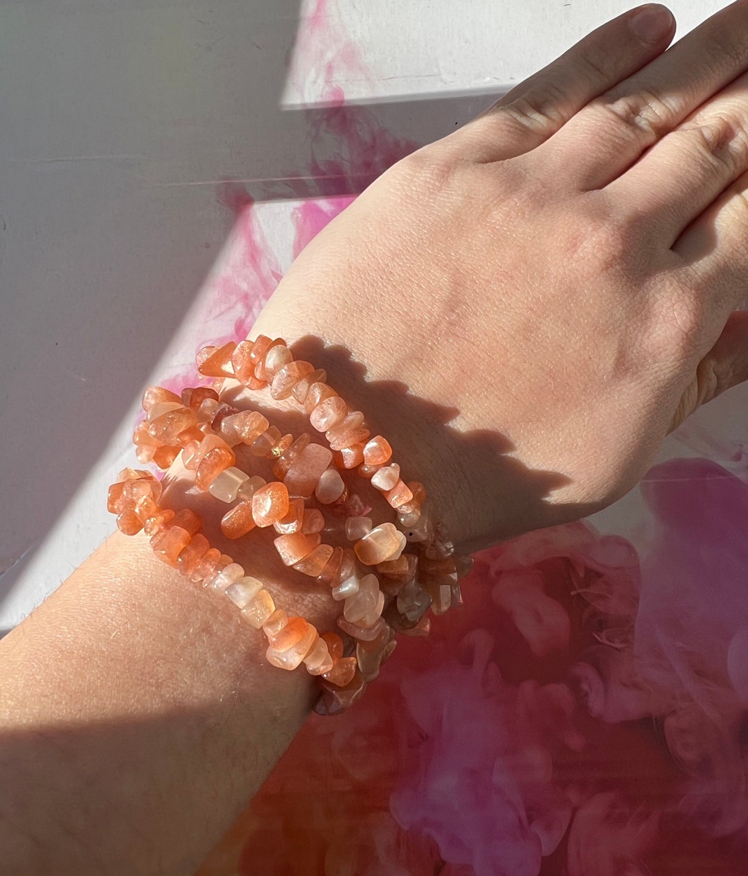 Peach Moonstone Chip Bracelet - Etsy