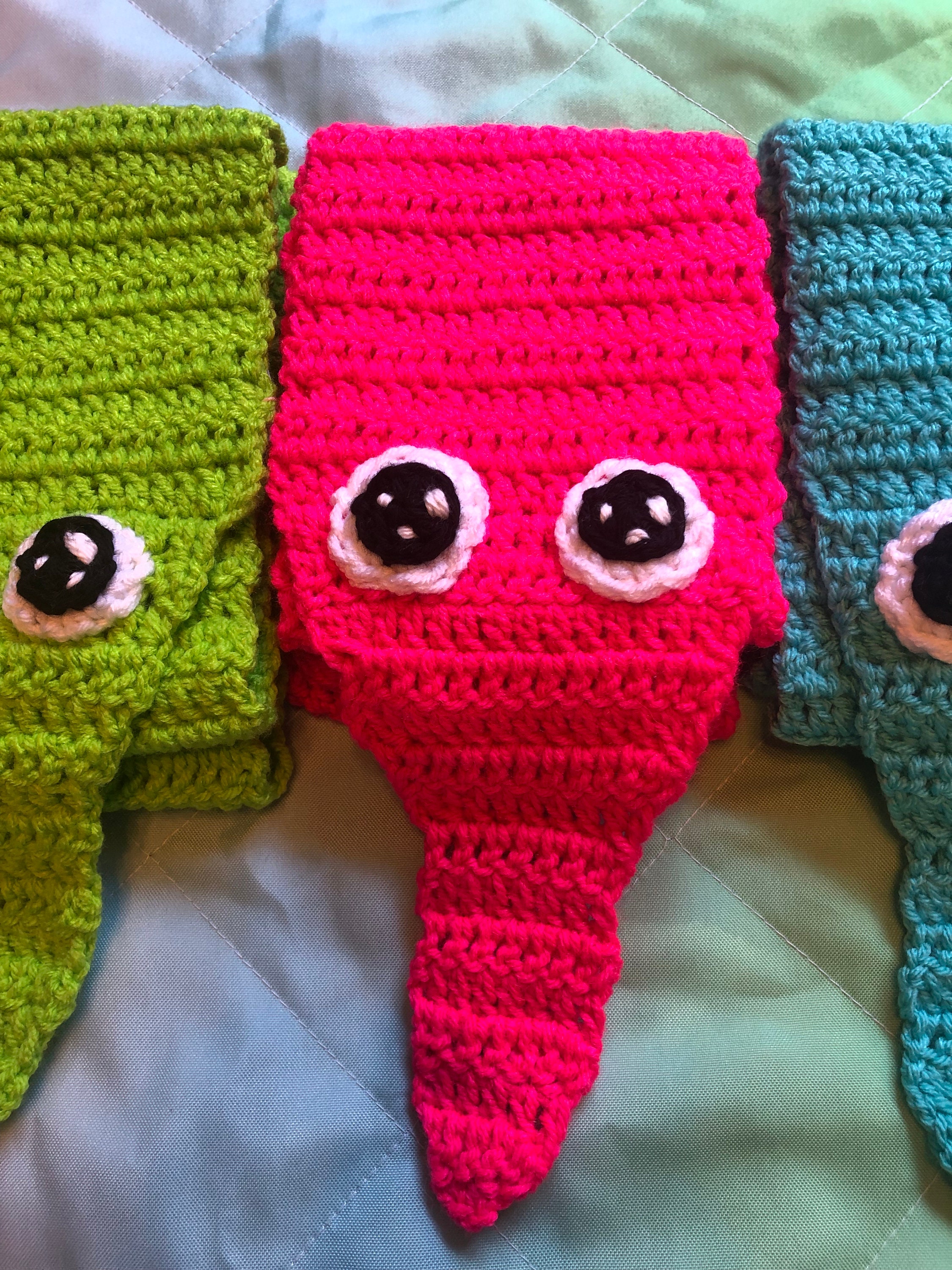 MADE TO ORDER! Worm on a String Crocheted Scarf, Hand Embroidered ...
