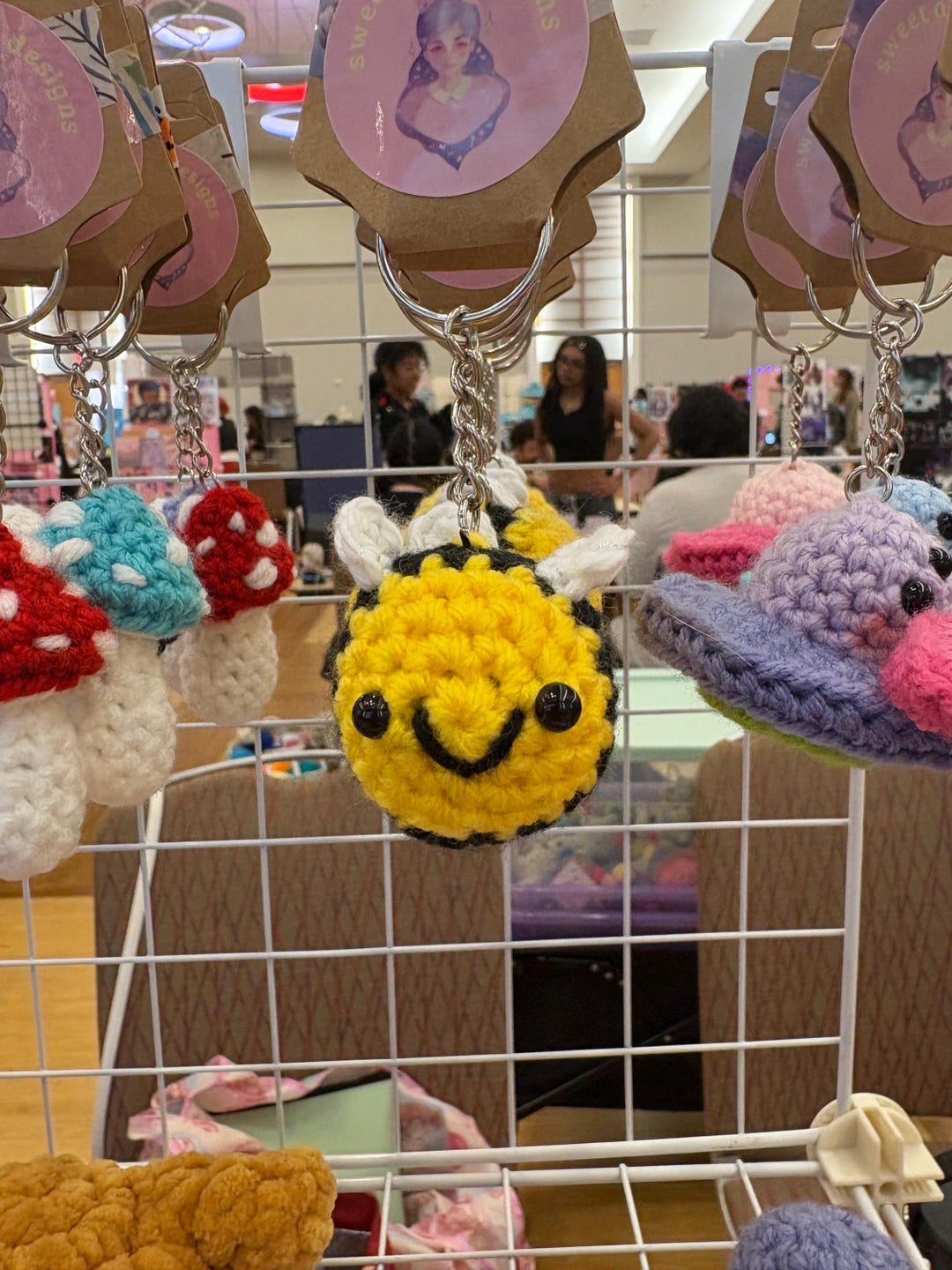Bumble Bee Crocheted Keychain With Sparkly Yarn Wings - Etsy