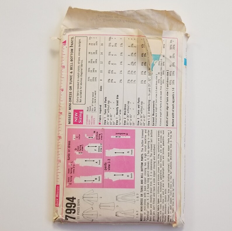 RARE Vintage CUT Simplicity 7994 Pattern Size 10 Bust 32 1/2 Misses ...
