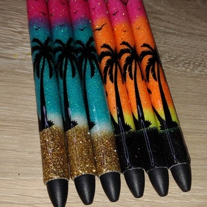 Palm Tree Beach Glitter Pen - Etsy