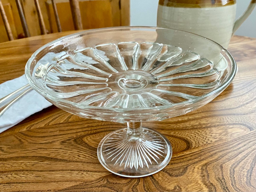 Classic Depression Glass Cake Stand - Etsy