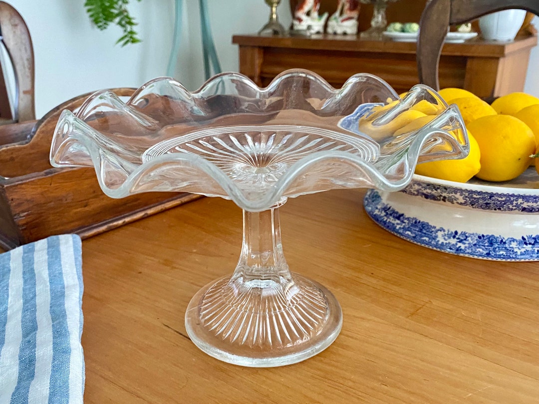 Lovely Fluted Depression Glass Cake Stand - Etsy