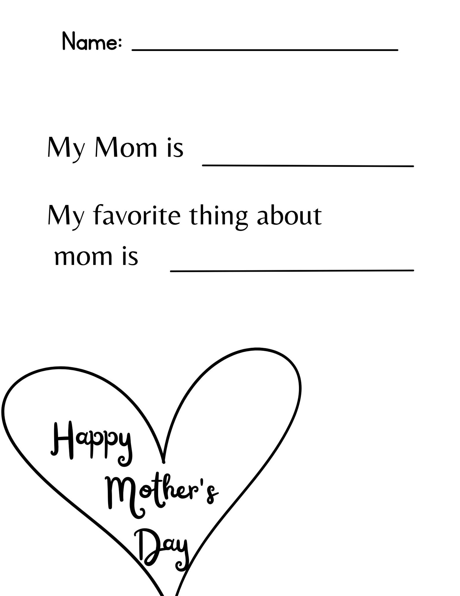 Mothers Day Worksheet Digital. Printable. - Etsy