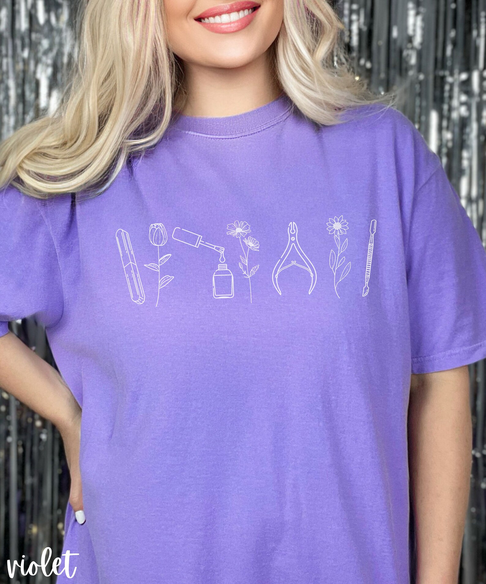 Comfort Colors Nail Tech Tshirt, Wildflower Nail Artist Shirt ...