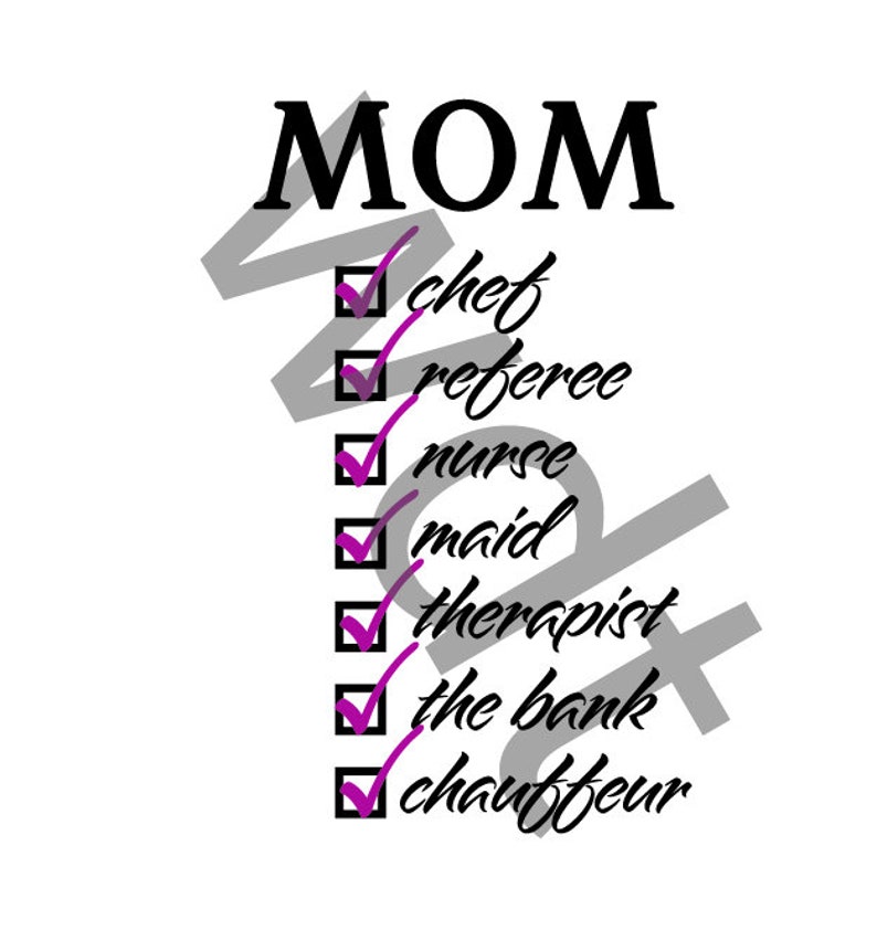 Mom Checklist SVG PNG PDF Jpeg - Etsy