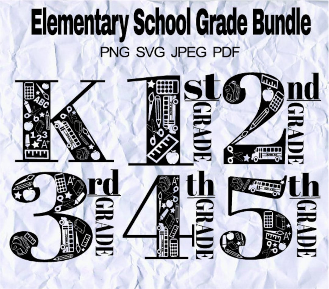 Elementary School Grade Bundle SVG - Etsy