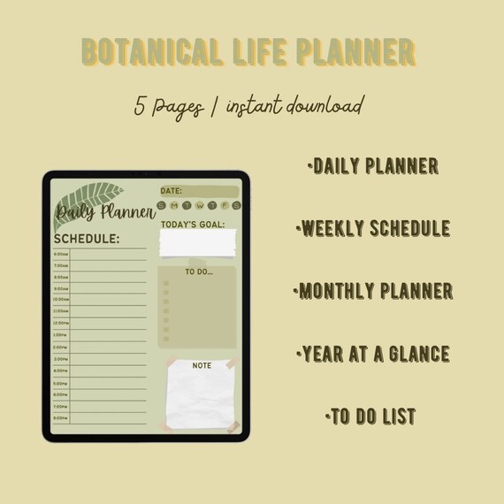 Botanical Digital Downloadable Planner - Etsy