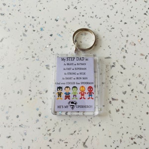 Step Dad Keyring. Superhero Daddy Keyring Gift. Step Dad Birthday ...