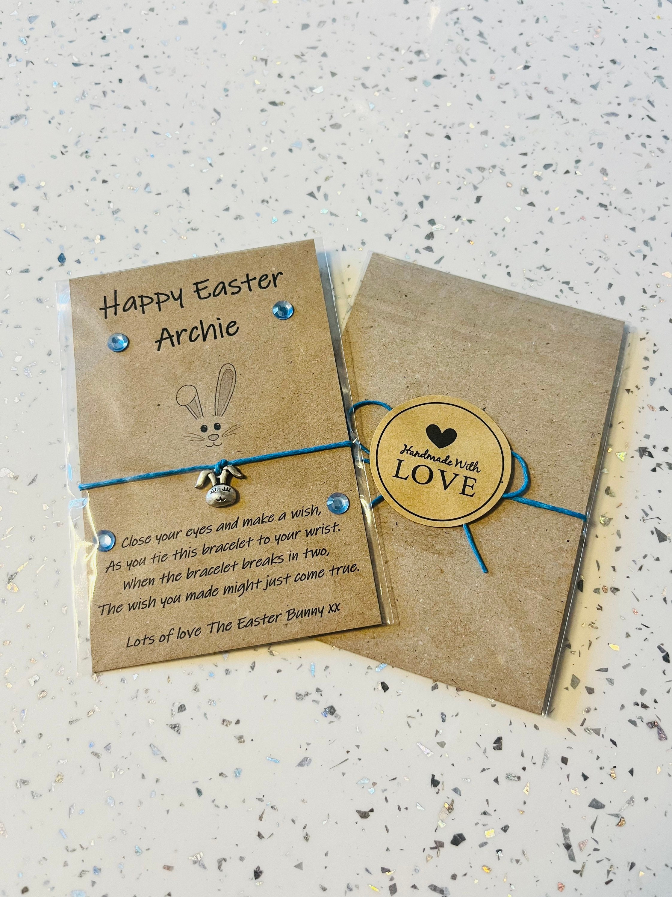 Personalised Easter Bracelet. Easter Bunny Rabbit Charm. Easter Wish ...