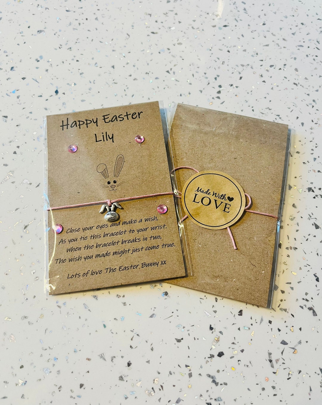 Personalised Easter Bracelet. Easter Bunny Rabbit Charm. Easter Wish ...