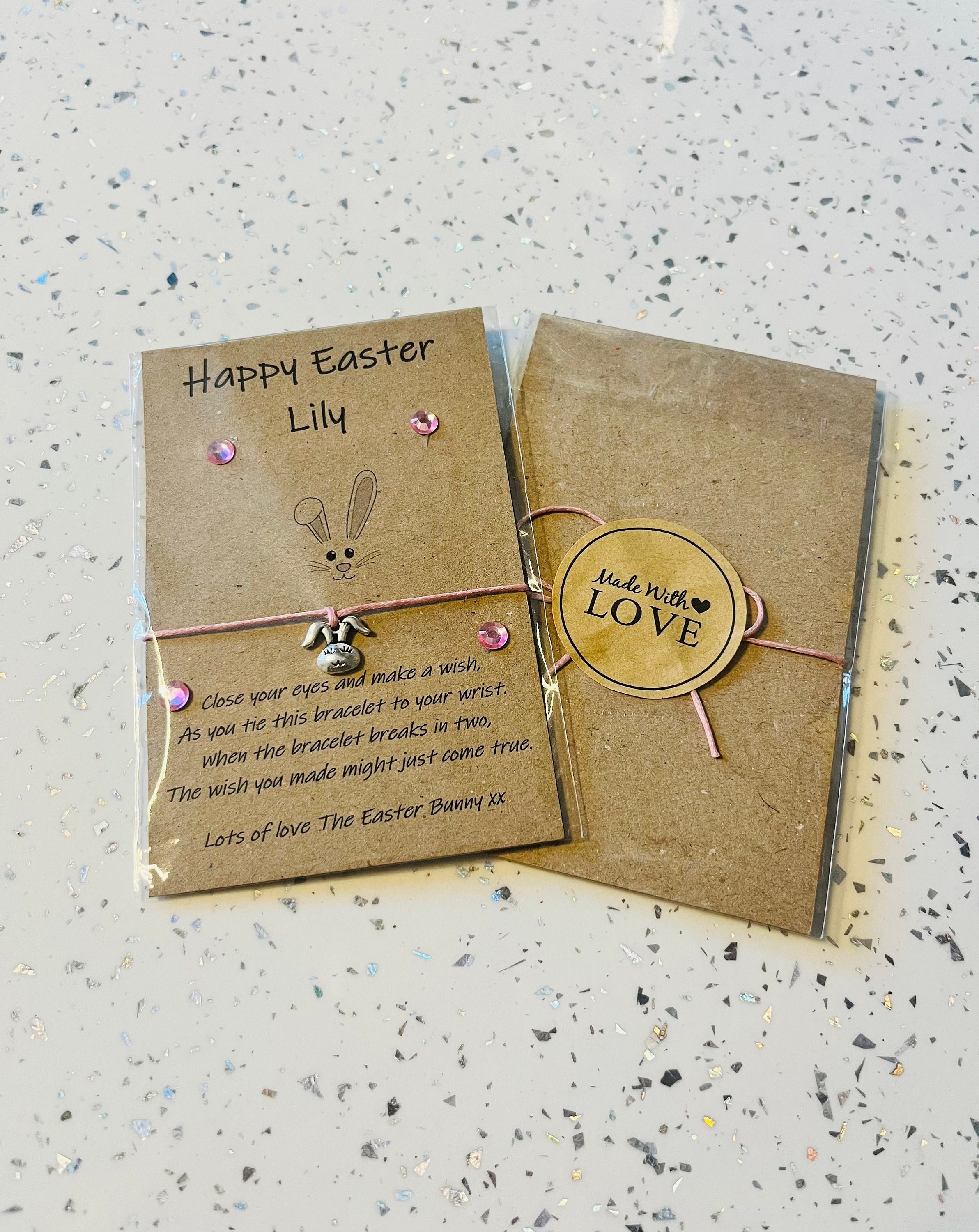 Personalised Easter Bracelet. Easter Bunny Rabbit Charm. Easter Wish ...