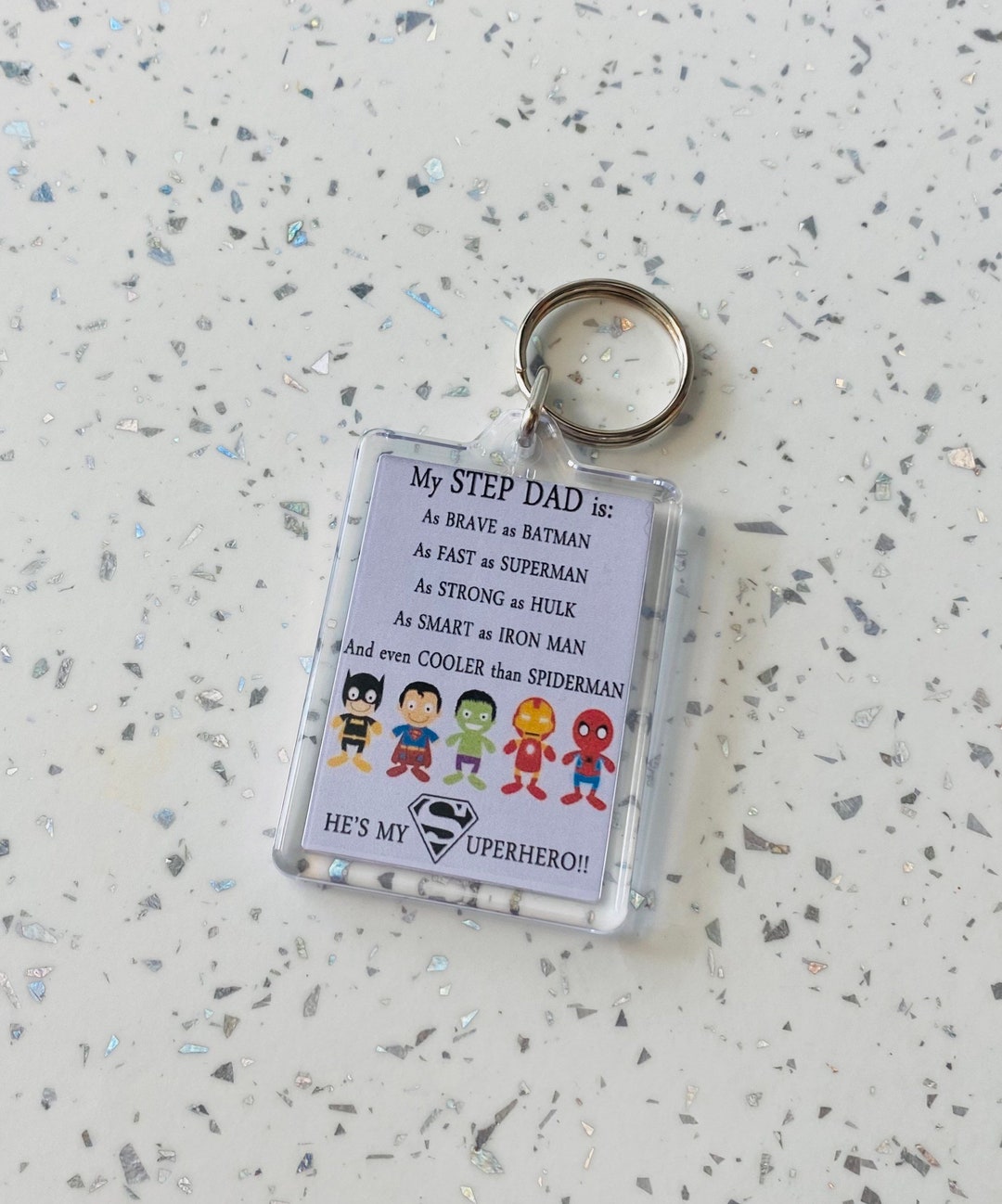 Step Dad Keyring. Superhero Daddy Keyring Gift. Step Dad Birthday ...