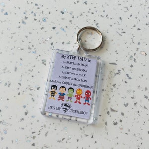 Step Dad Keyring. Superhero Daddy Keyring Gift. Step Dad Birthday ...