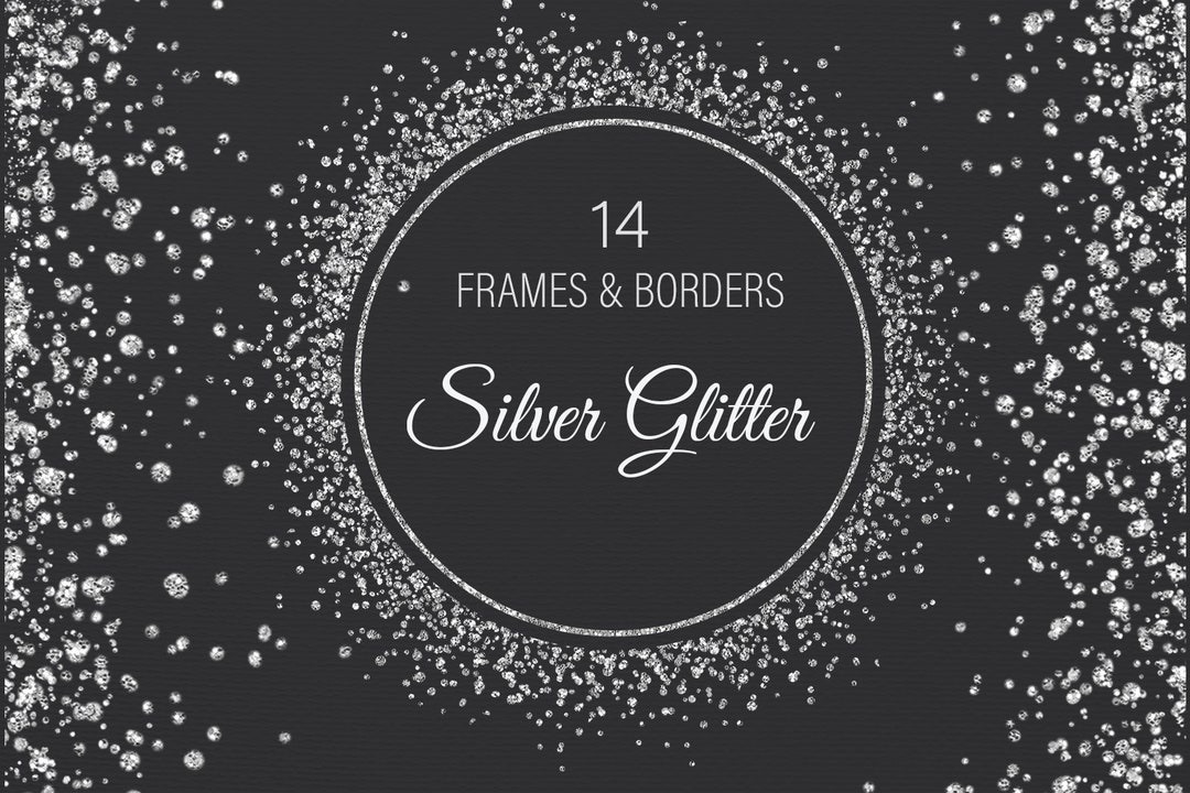 Silver Glitter Frames PNG. Glitter Overlay. Glitter Border Frame ...