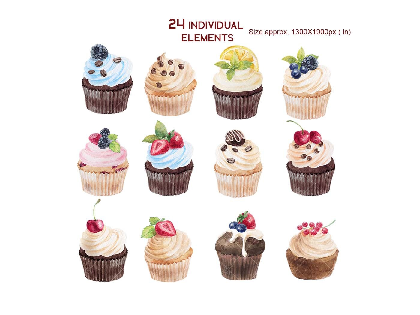 Watercolor Cupcake Clipart Bakery, Baking Png Cupcake Logo Dessert ...