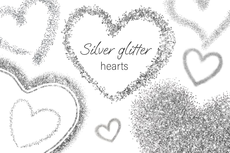 Glitter Heart Png Clipart. Silver Glitter Overlay Heart Frame Png ...
