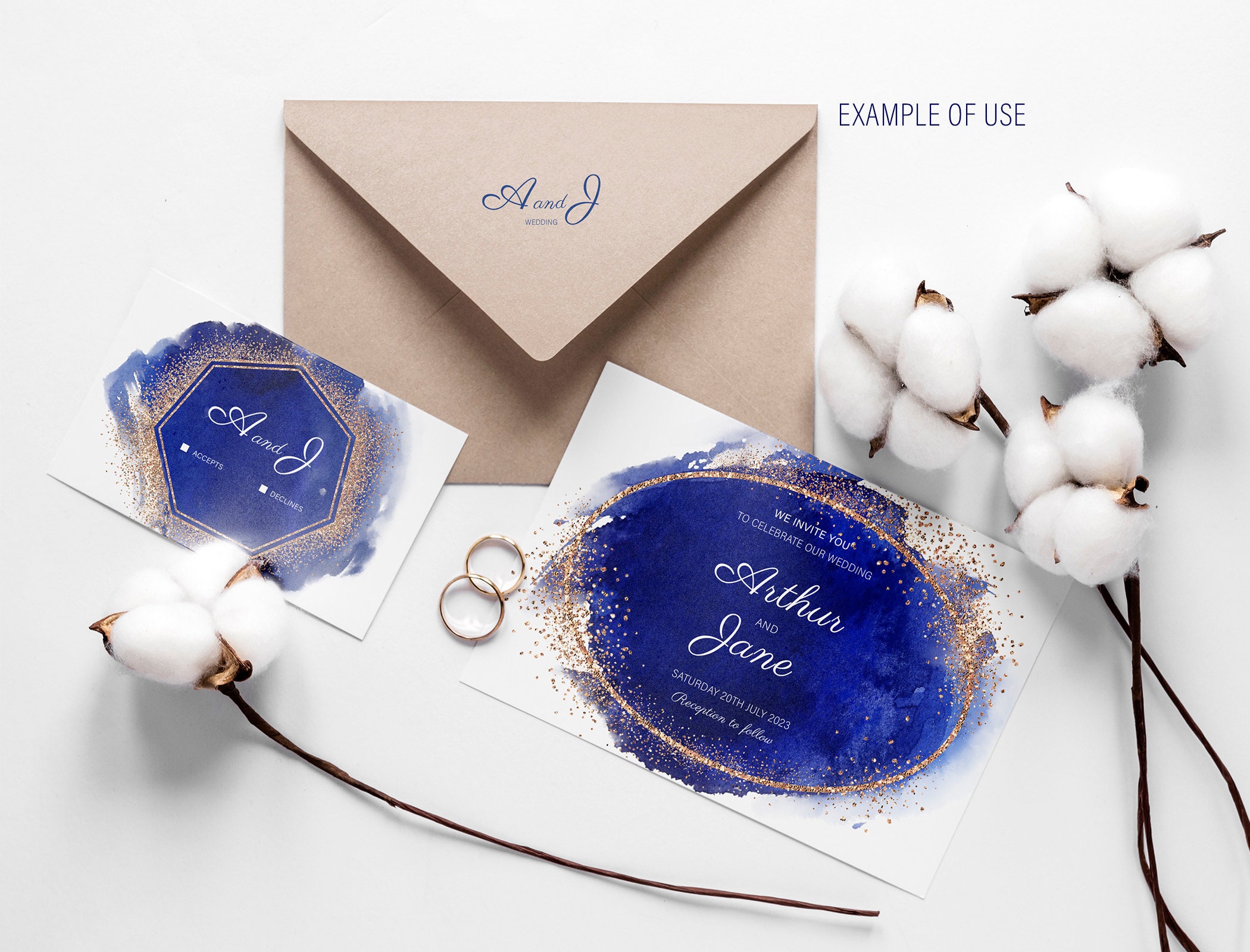 Watercolor Splash Frames Clipart. Sapphire Blue and Gold Glitter Brush ...