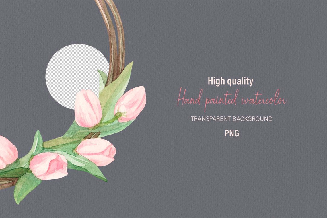 Watercolor Tulip Wreath Clipart. Floral Frame Png. Spring Flower Wreath ...