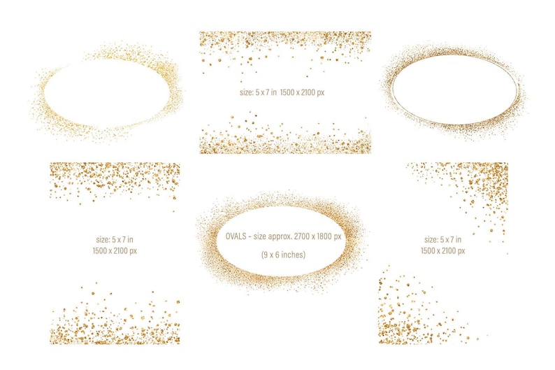 Gold Frames PNG. Glitter Overlay. Christmas, Birthday or Wedding ...