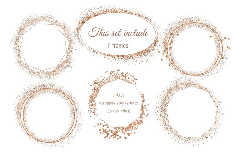 Rose Gold Glitter PNG Frames. Glitter Overlay. Glitter Border Frame ...