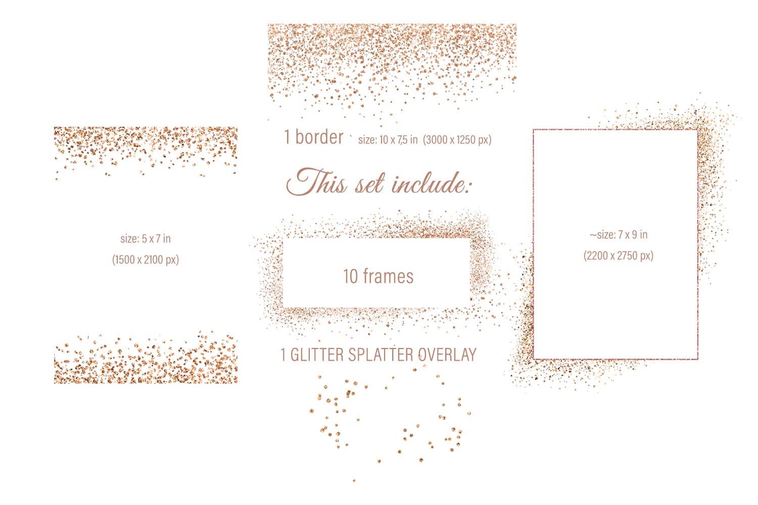 Rose Gold Glitter PNG Frames. Glitter Overlay. Glitter Border Frame ...