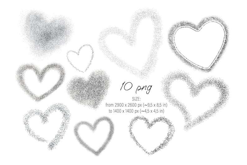 Glitter Heart Png Clipart. Silver Glitter Overlay Heart Frame Png ...