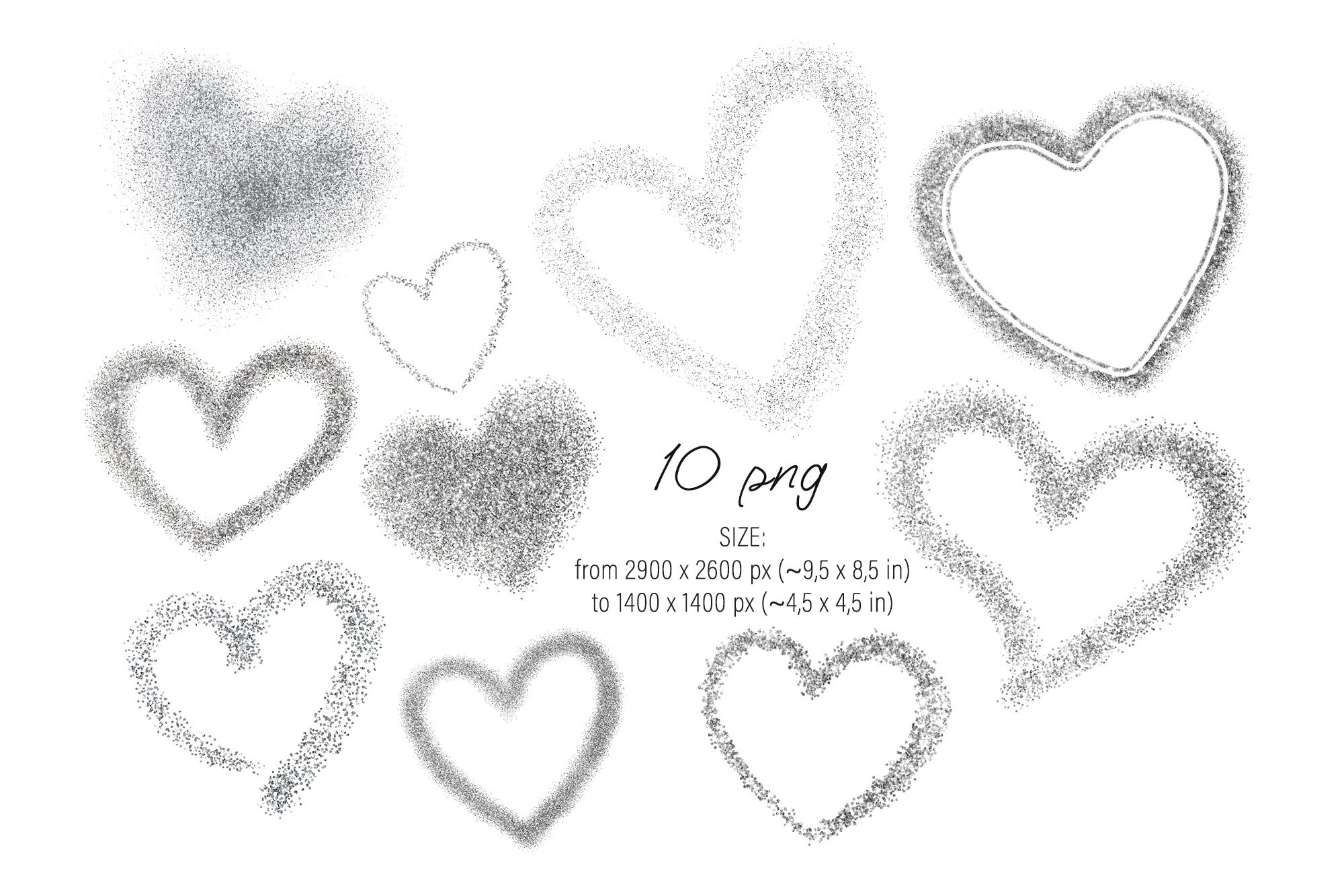 Glitter Heart Png Clipart. Silver Glitter Overlay Heart Frame Png ...
