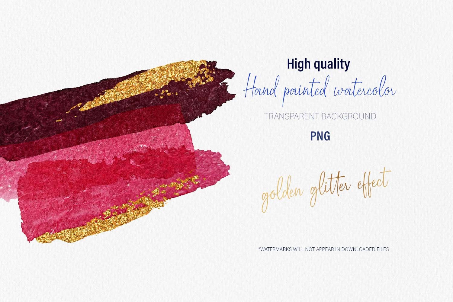 Watercolor Splash Clipart & Gold Glitter Brush Stroke Png Abstract ...