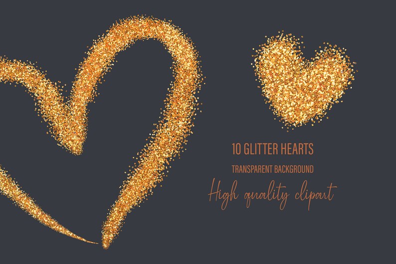 Glitter Heart Png Valentine Clipart. Golden Overlay Hearts Png ...