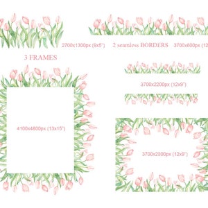 Watercolor Tulip Clipart Border Frame Clipart. Spring Flower Wreath Png ...