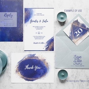 Watercolor Splash Frames Clipart. Sapphire Blue and Gold Glitter Brush ...