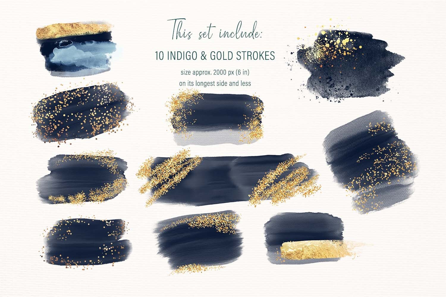 Watercolor Splash Clipart Indigo Gold Glitter Brush Stroke Png Abstract ...