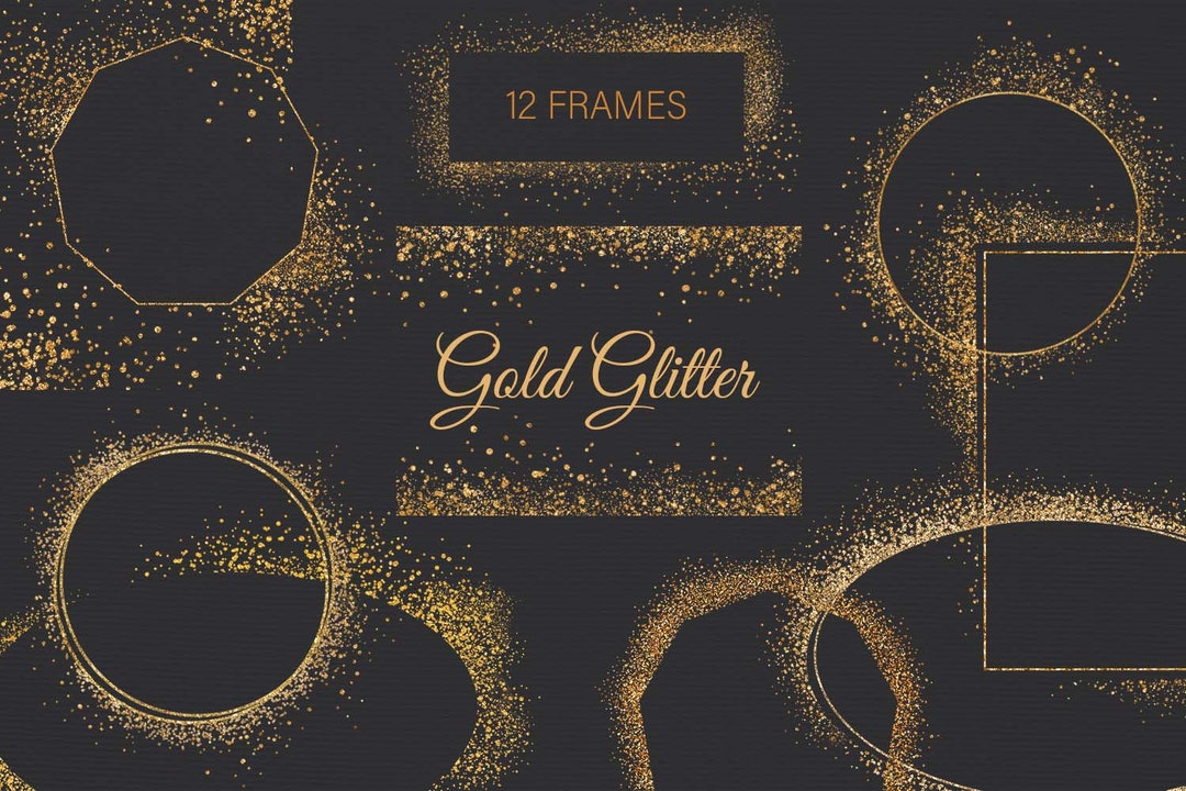 Gold Frames PNG. Glitter Overlay. Christmas, Birthday or Wedding ...